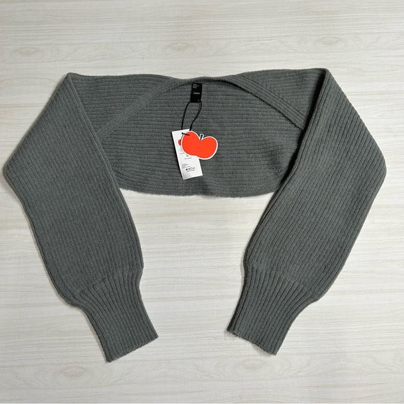 Cider | Sweaters | Nwt Cider Shrug Sweater Gray Wide Ribknit Puff ...